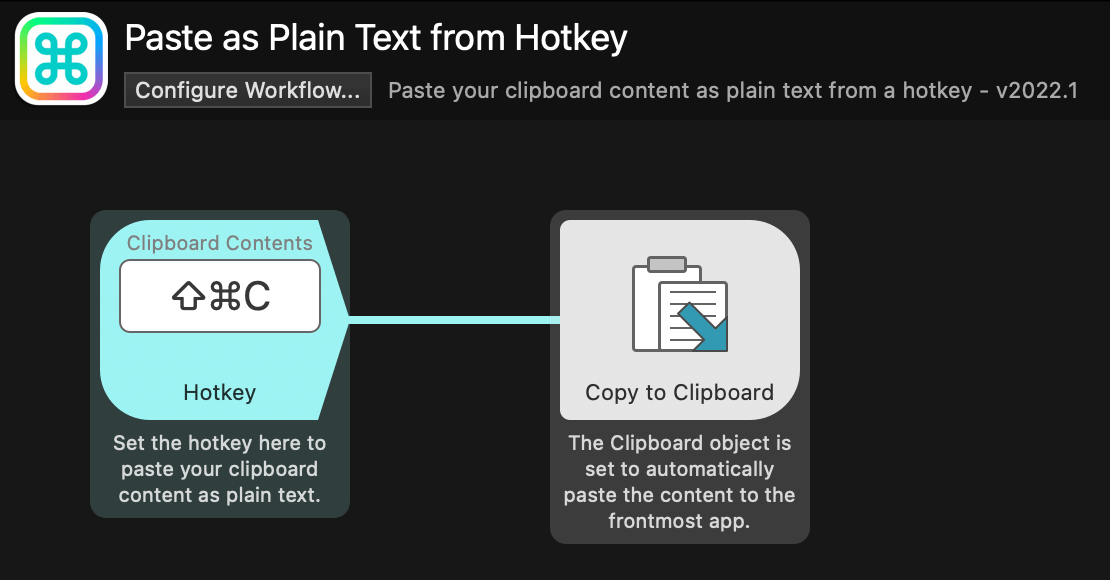 Alfred Gallery Workflows Paste As Plain Text From Hotkey